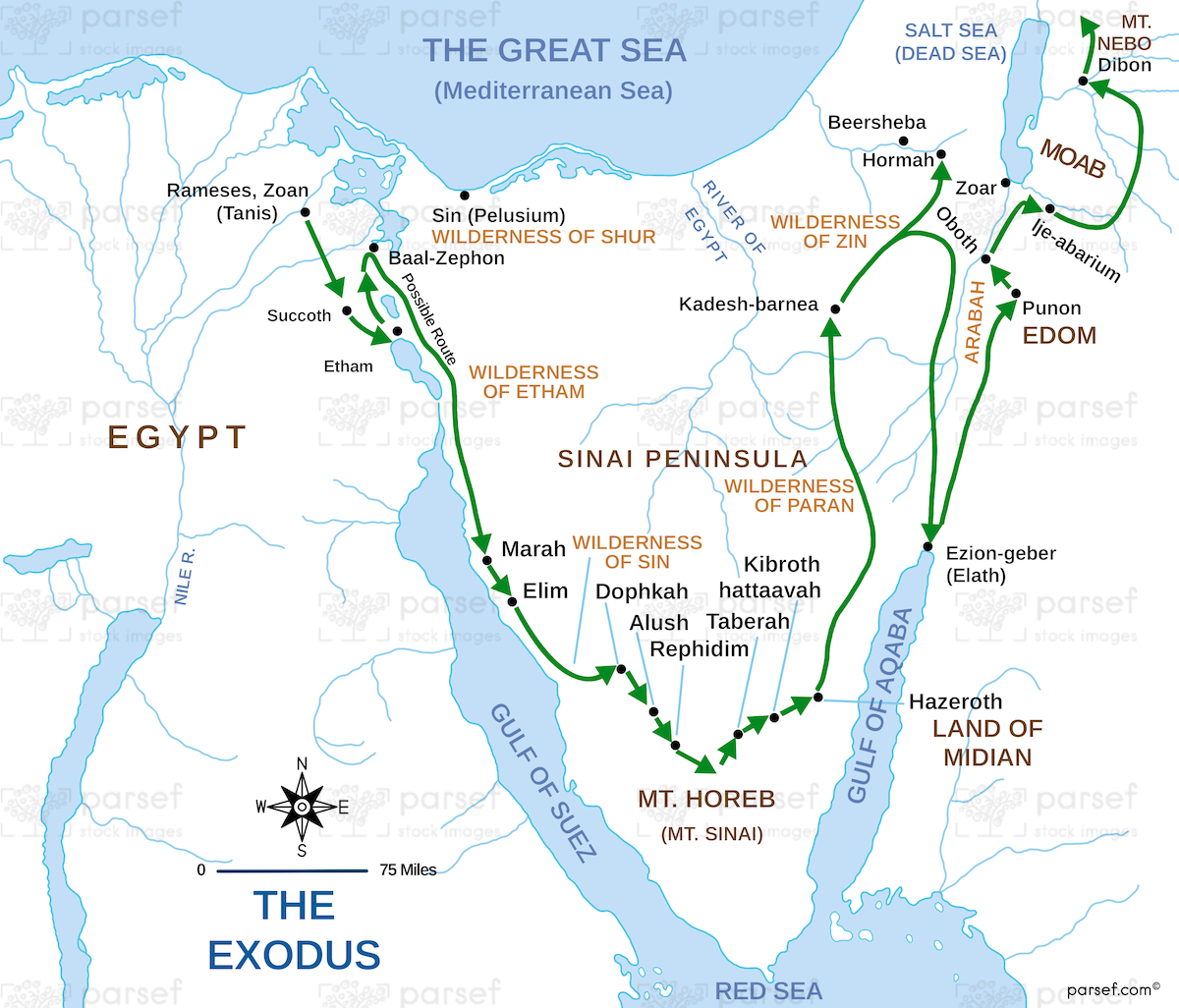 Exodus Route Map | Kid's Study Bible Maps