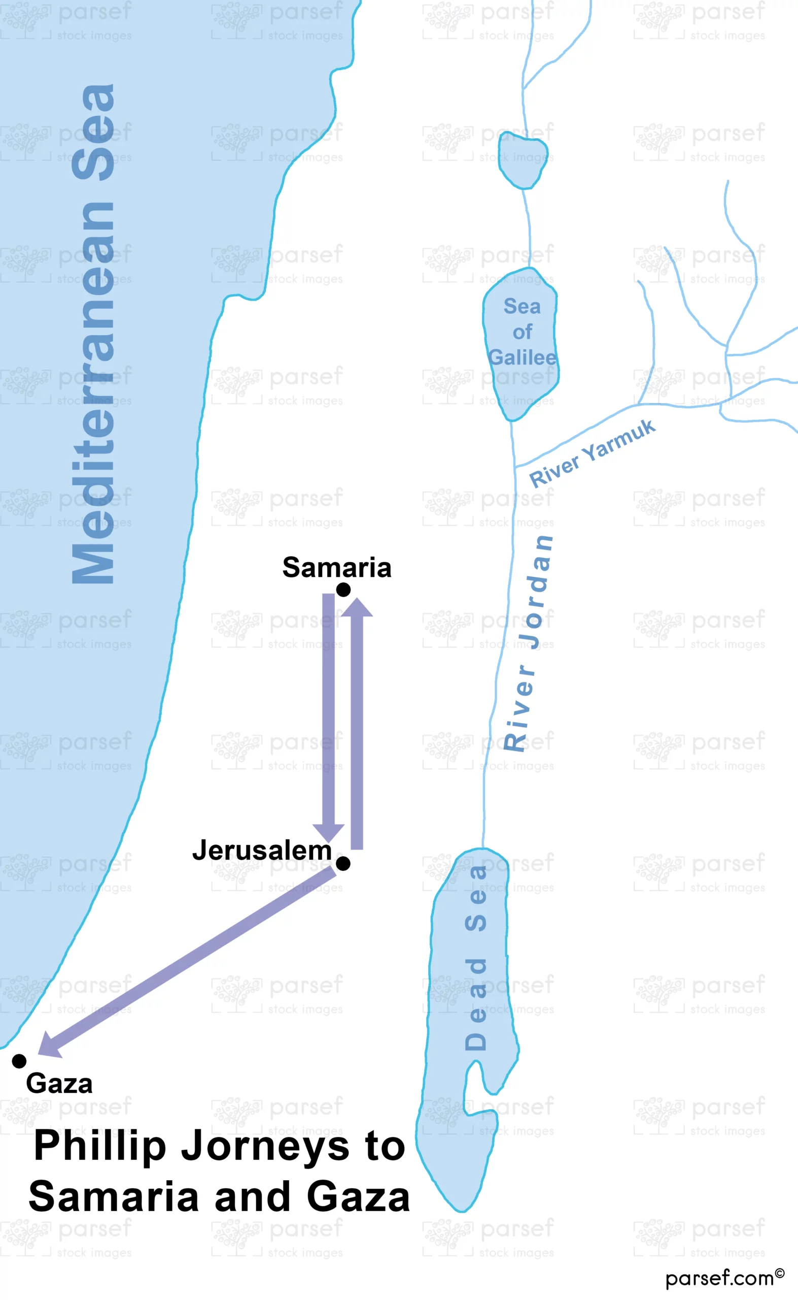 Acts Phillip Samaria Gaza Map | Kid's Study Bible Maps